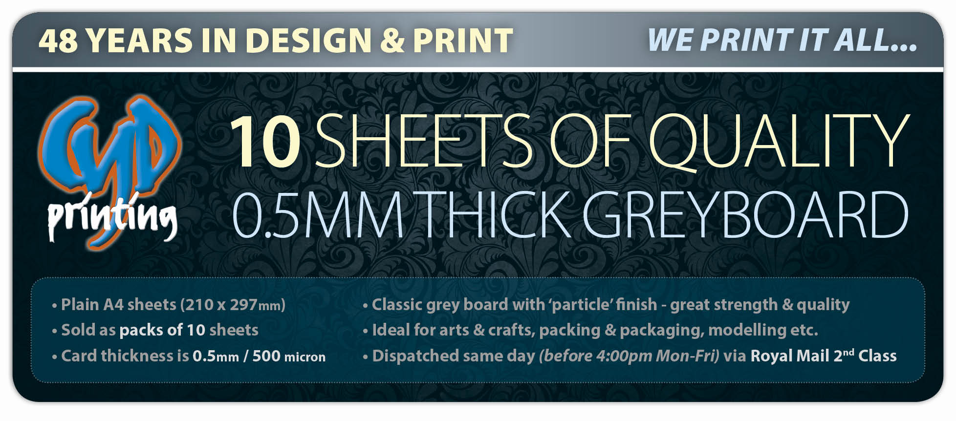 A4 Greyboard Grey Backing Board 0.5mm 500 micron Thick Craft Card ...