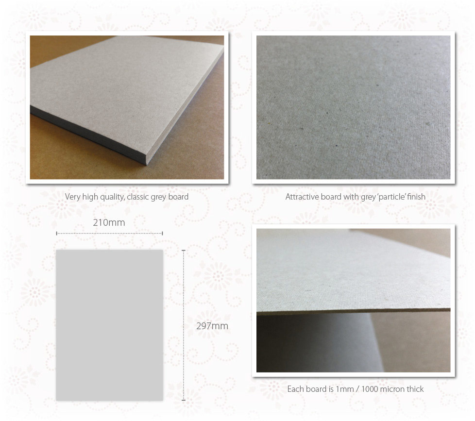 A4 Greyboard Grey Backing Board 1mm 1000 micron Thick Craft Card Sheets ...
