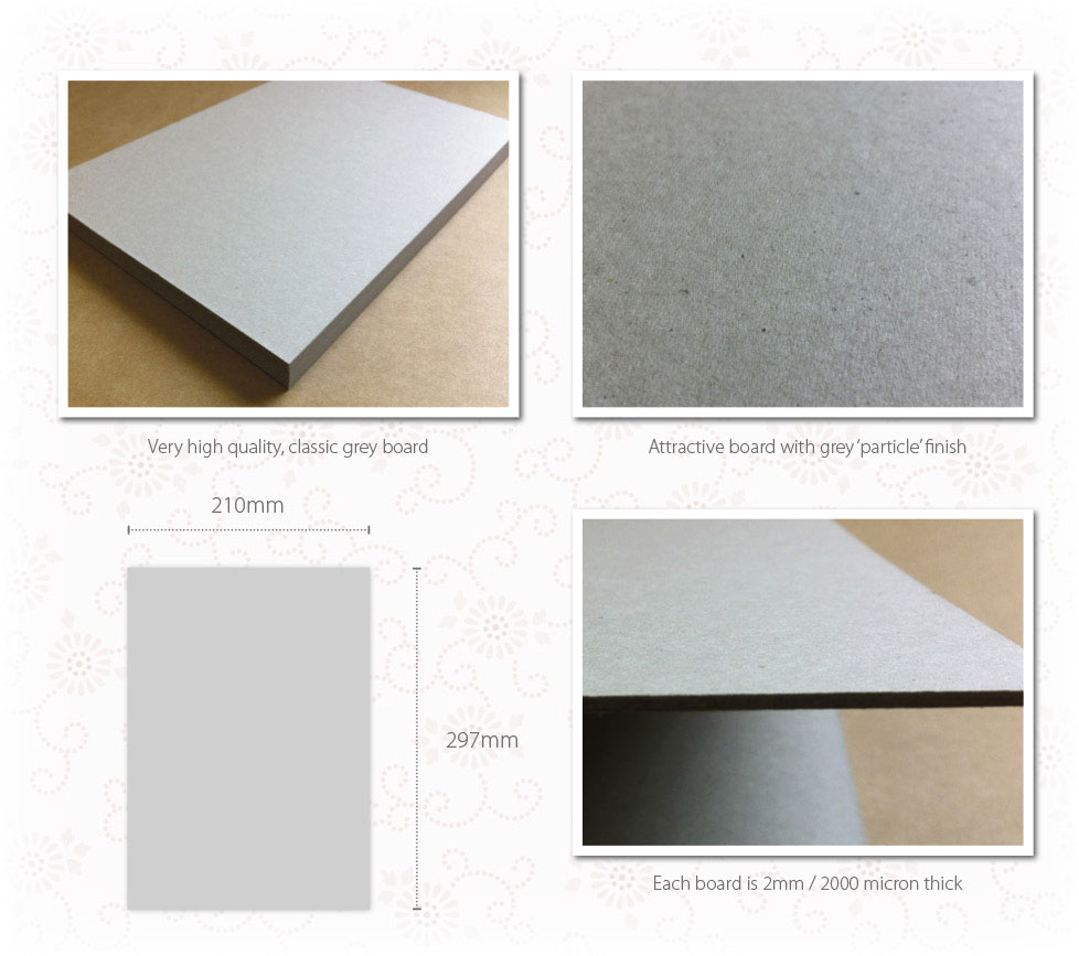 A4 Greyboard Grey Backing Board 2mm 2000 micron Extra Thick Craft Card ...